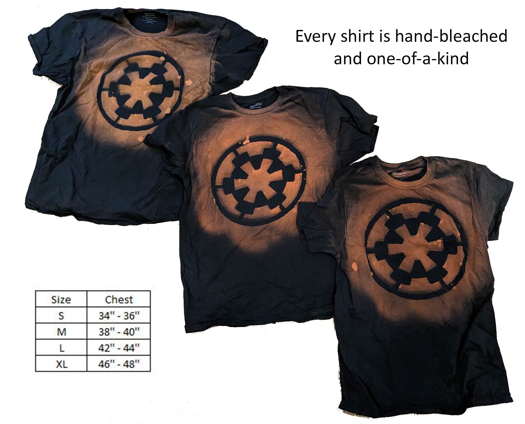 Star Wars Imperial Symbol Hand-bleached T-shirt - Etsy