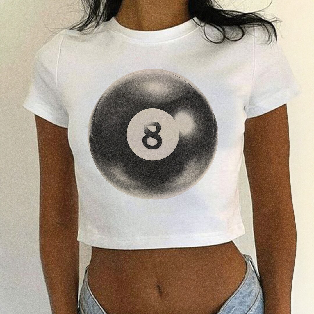 8 Ball Cropped Baby Tee Y2k Baby Tee 90s Style Clothing Aesthetic Crop ...