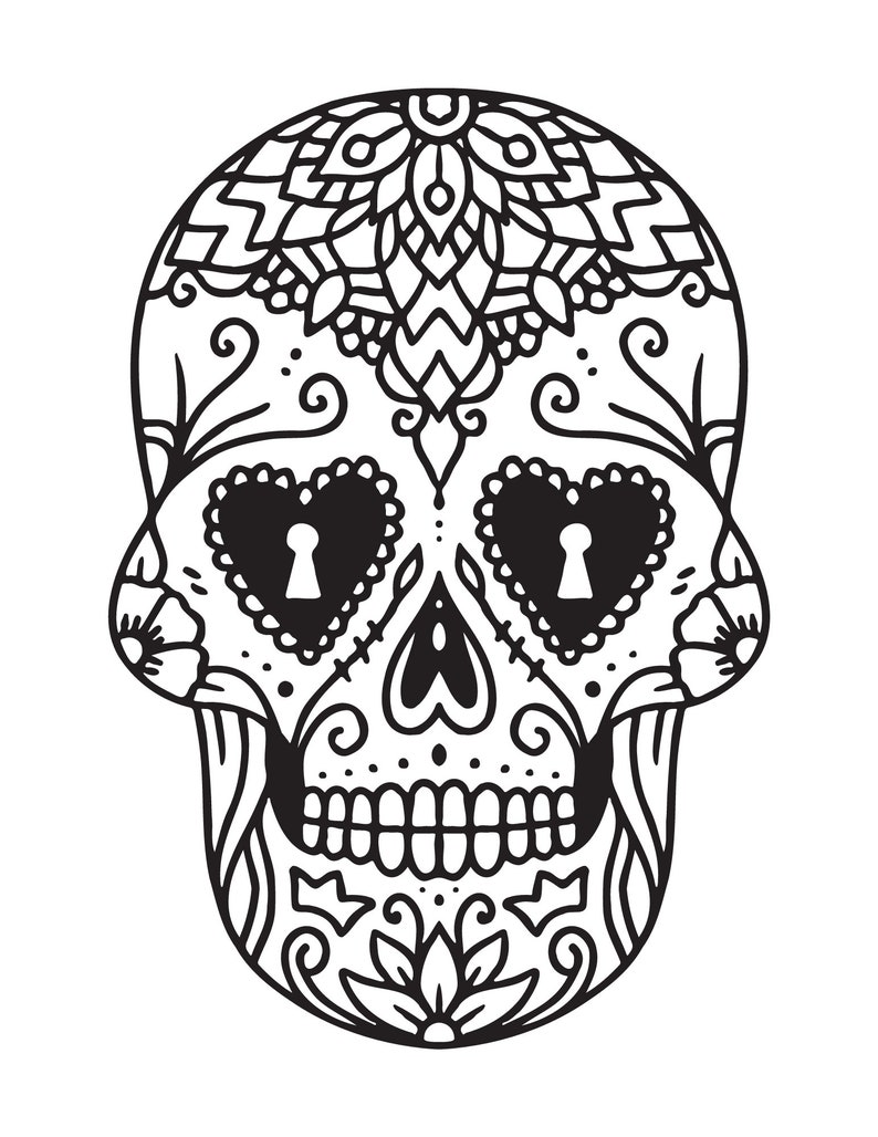 30 Sugar Skulls Coloring Pages - Etsy