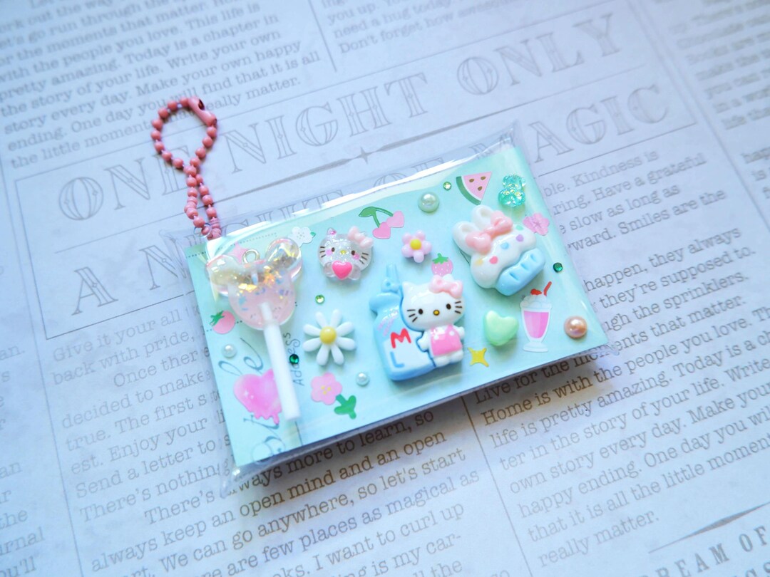Hello Kitty Keyrings/ Handmade Key Holder/ Clear Vinyl Pouch Decorated ...