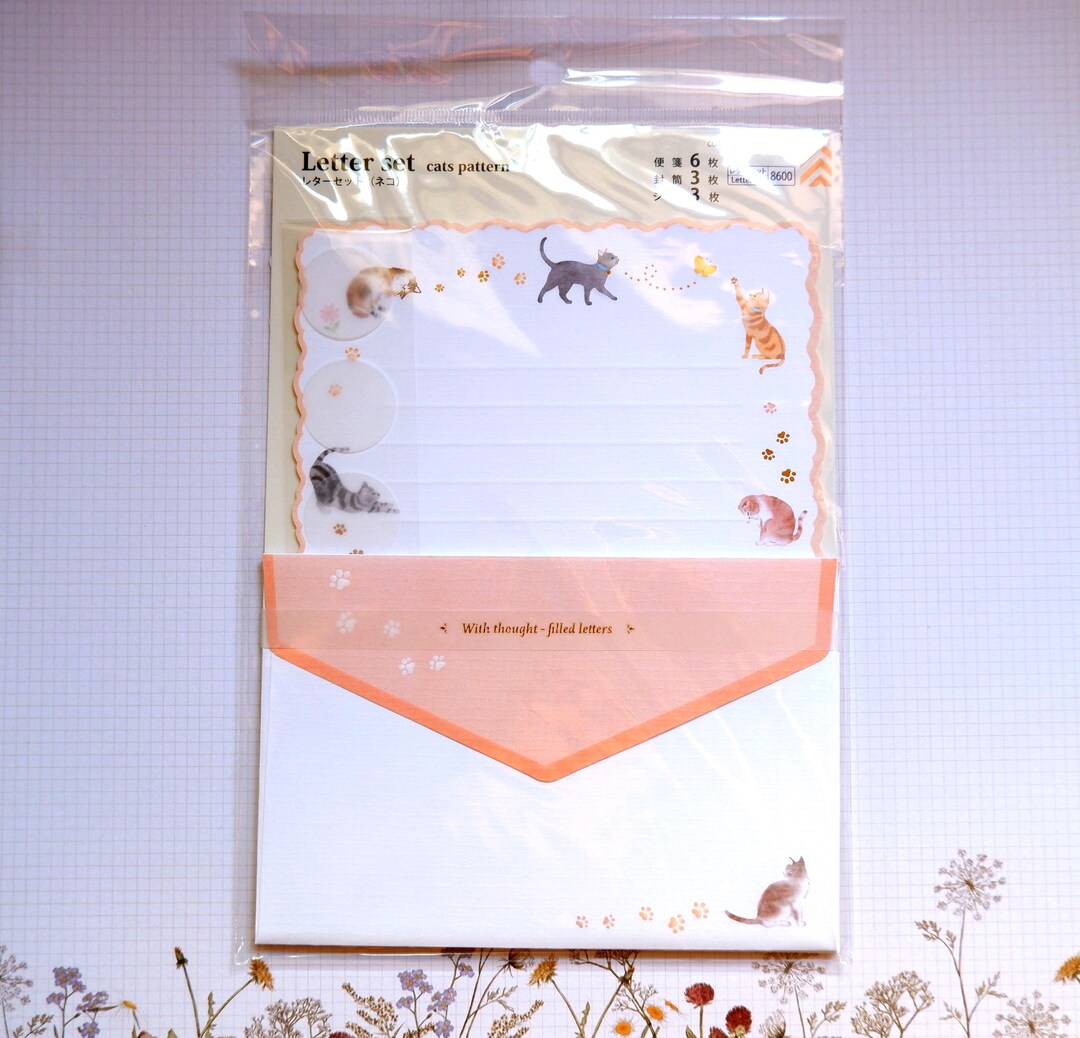 Cute Cats Pattern Letter and Envelopes Set - Etsy