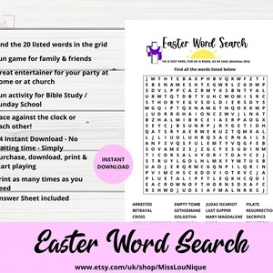 Christian Easter Word Search Printable L Easter Religious Word Search L ...