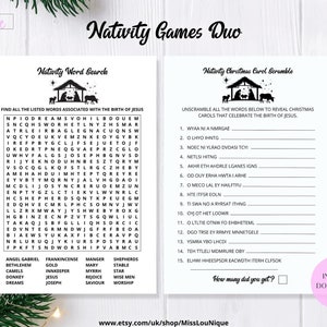Nativity Christmas Printable Games Duo L Birth of Jesus Games L ...