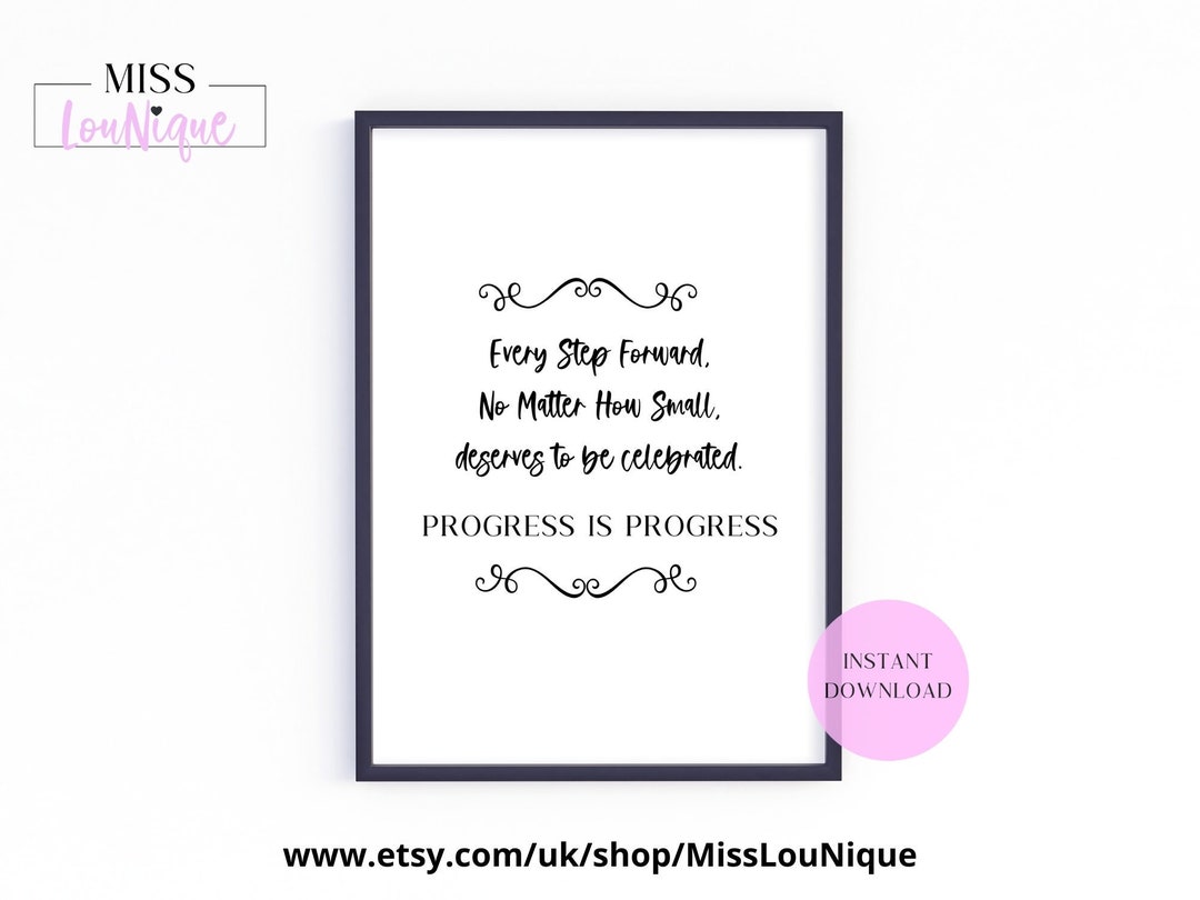 Celebrate Your Progress Wall Art Encouraging Print positive Quote-black ...