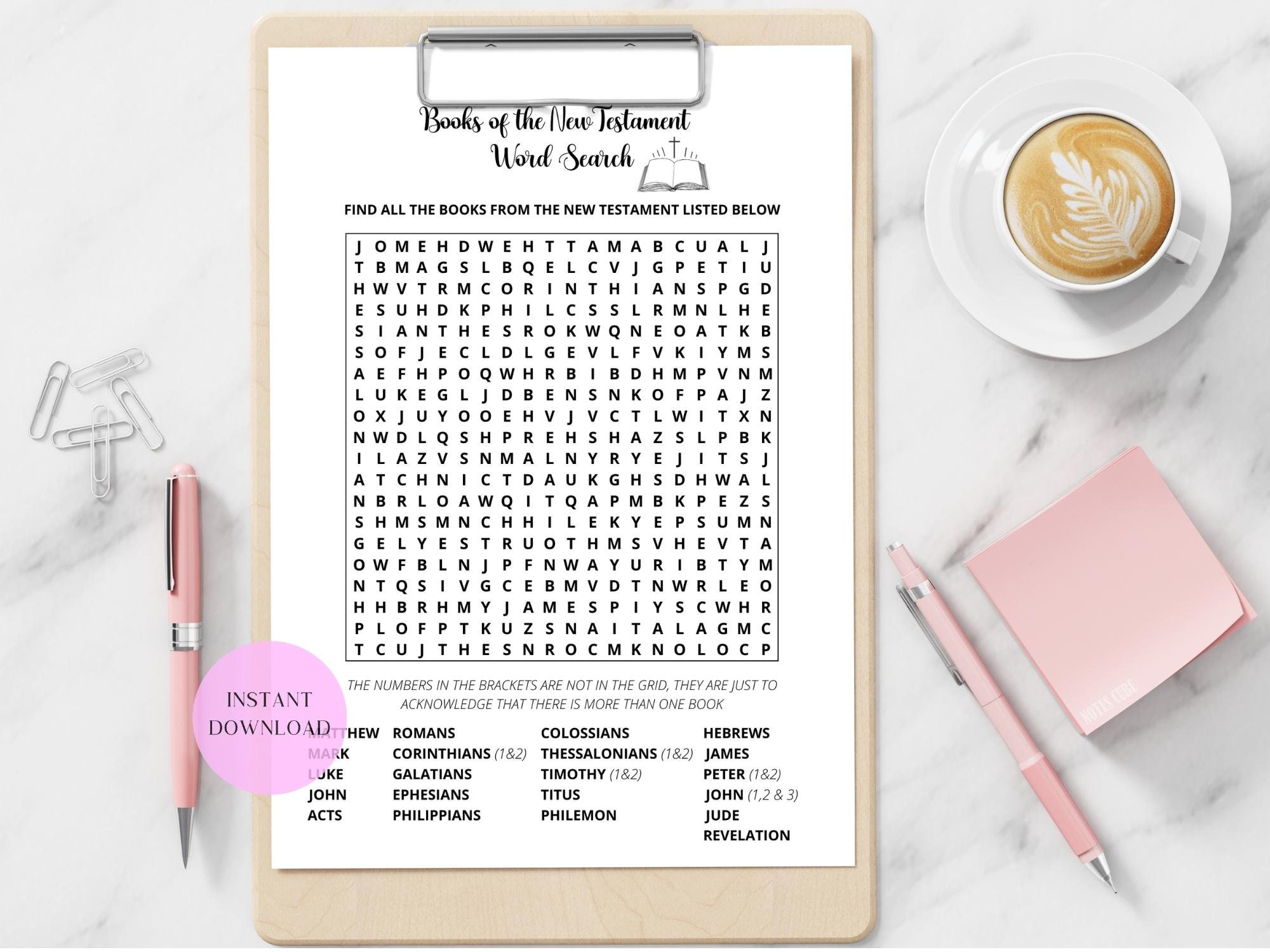 Books of the New Testament Word Search Printable - Bible Game ...