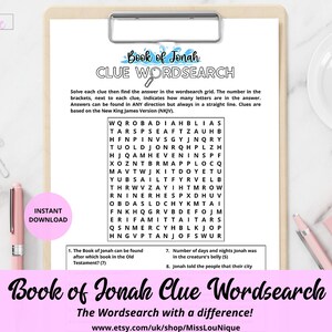 Book of Jonah Wordsearch Printable Game - Jonah and the Great Fish ...