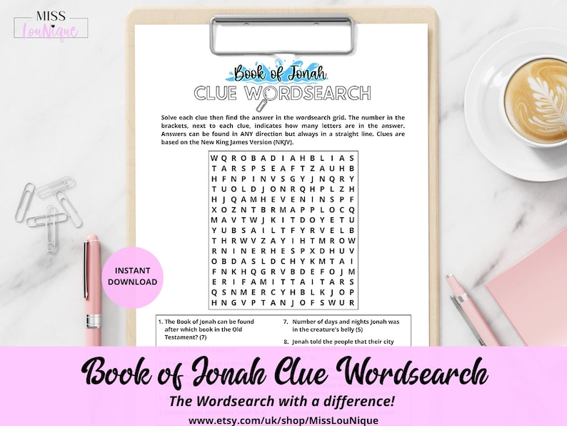 Book of Jonah Wordsearch Printable Game - Jonah and the Great Fish ...