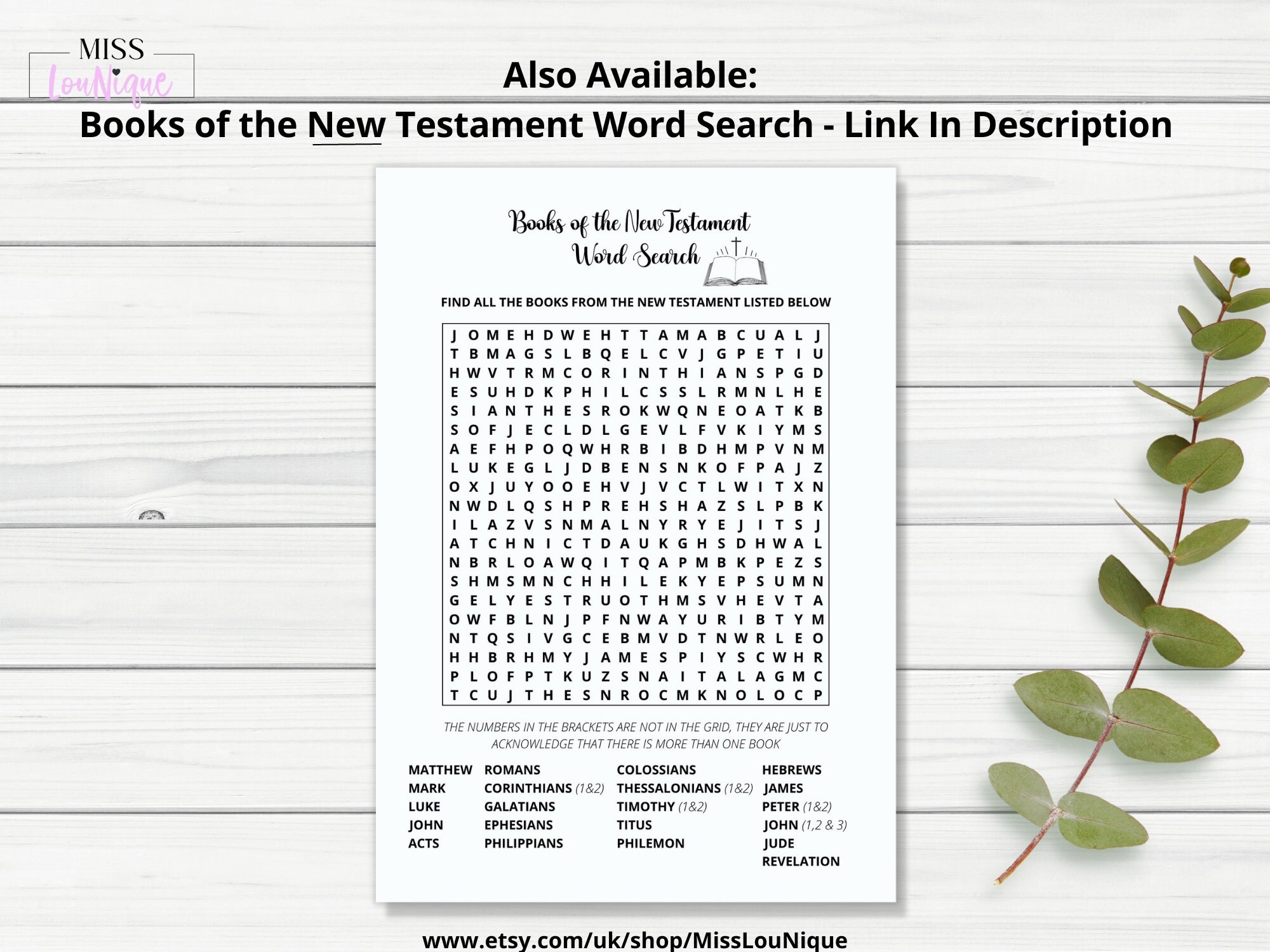 Books of the Old Testament Word Search Printable L Old Testament Game L ...