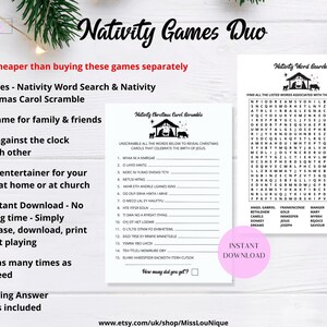 Nativity Christmas Printable Games Duo L Birth of Jesus Games L ...