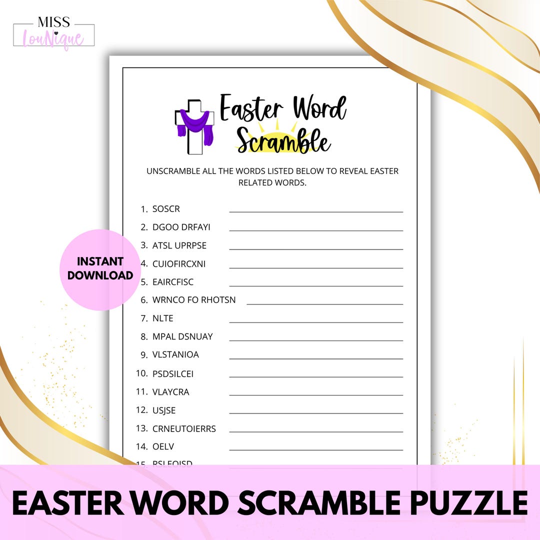 Easter Word Scramble Printable, Fun Activity for Teens & Adults ...