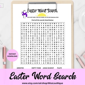Christian Easter Word Search Printable L Easter Religious Word Search L ...