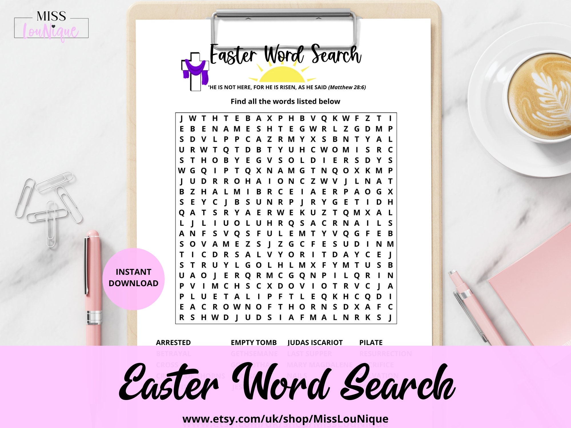 Christian Easter Word Search Printable L Easter Religious Word Search L ...