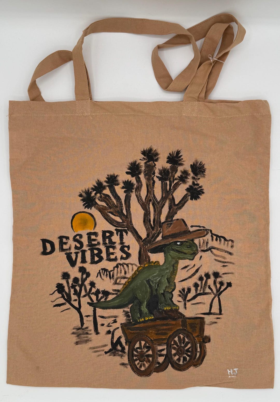 Hand Painted Canvas Tote Bag – Desert Vibes Western Dinosaur Art - Etsy
