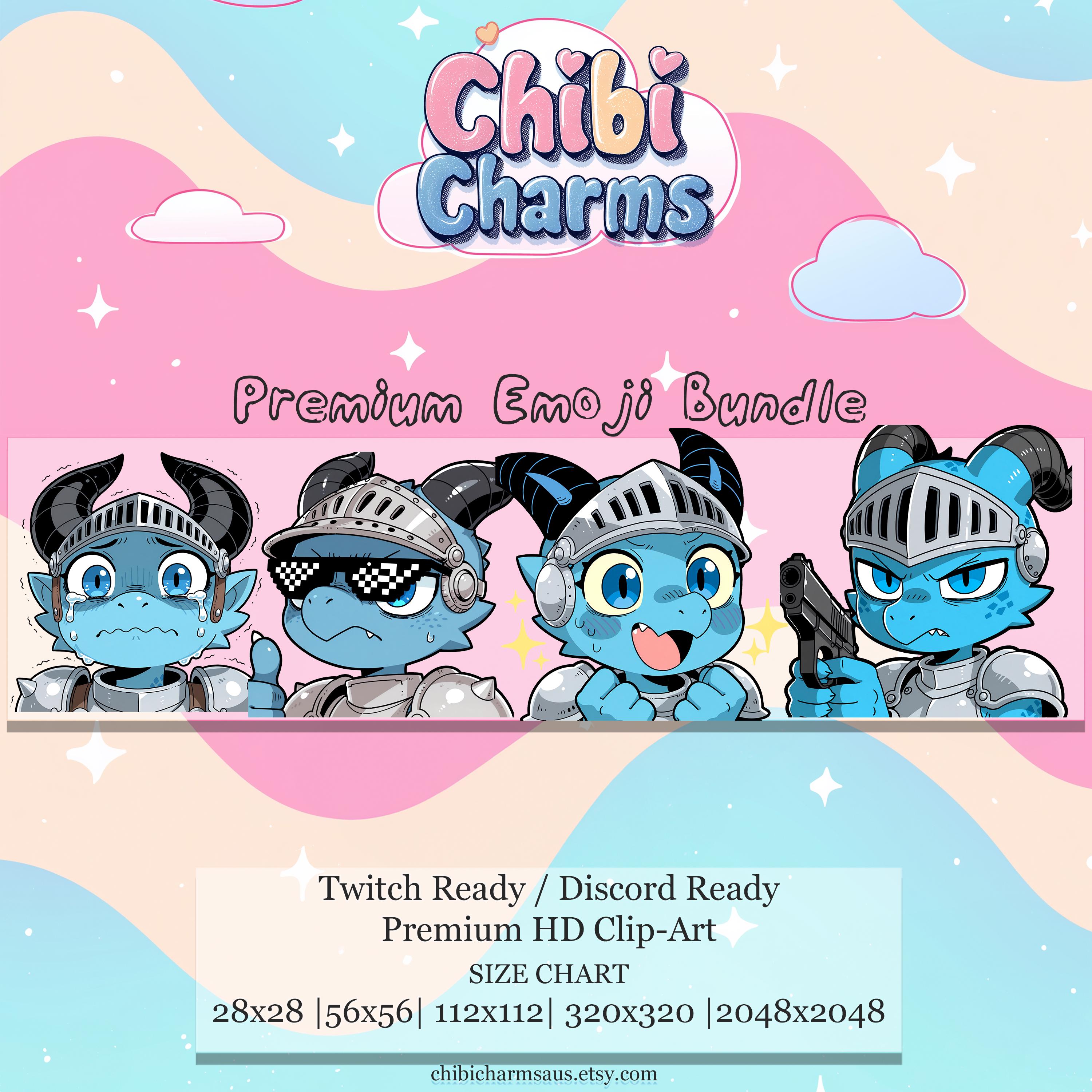 Blue Armored Kobold Emotes: Twitch, Discord, Youtube - Chibi Kawaii PNG ...