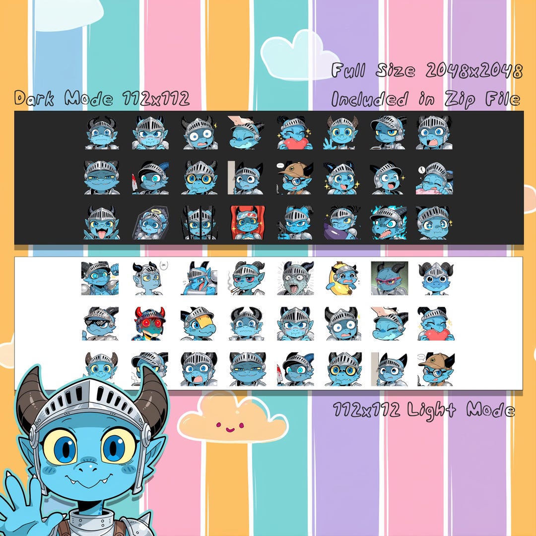 Blue Armored Kobold Emotes: Twitch, Discord, Youtube - Chibi Kawaii PNG ...