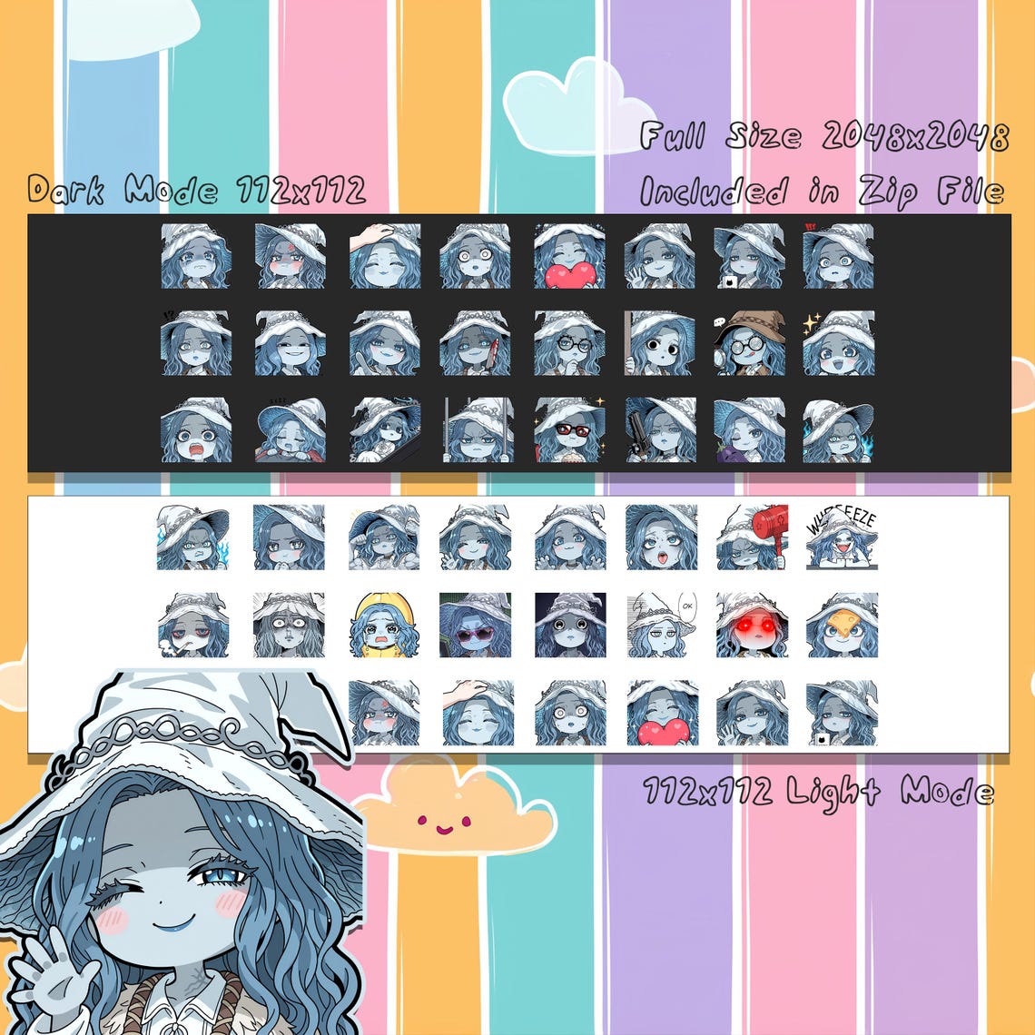Ranni the Witch Emotes: Kawaii Chibi Emoji for Twitch & Discord - Etsy