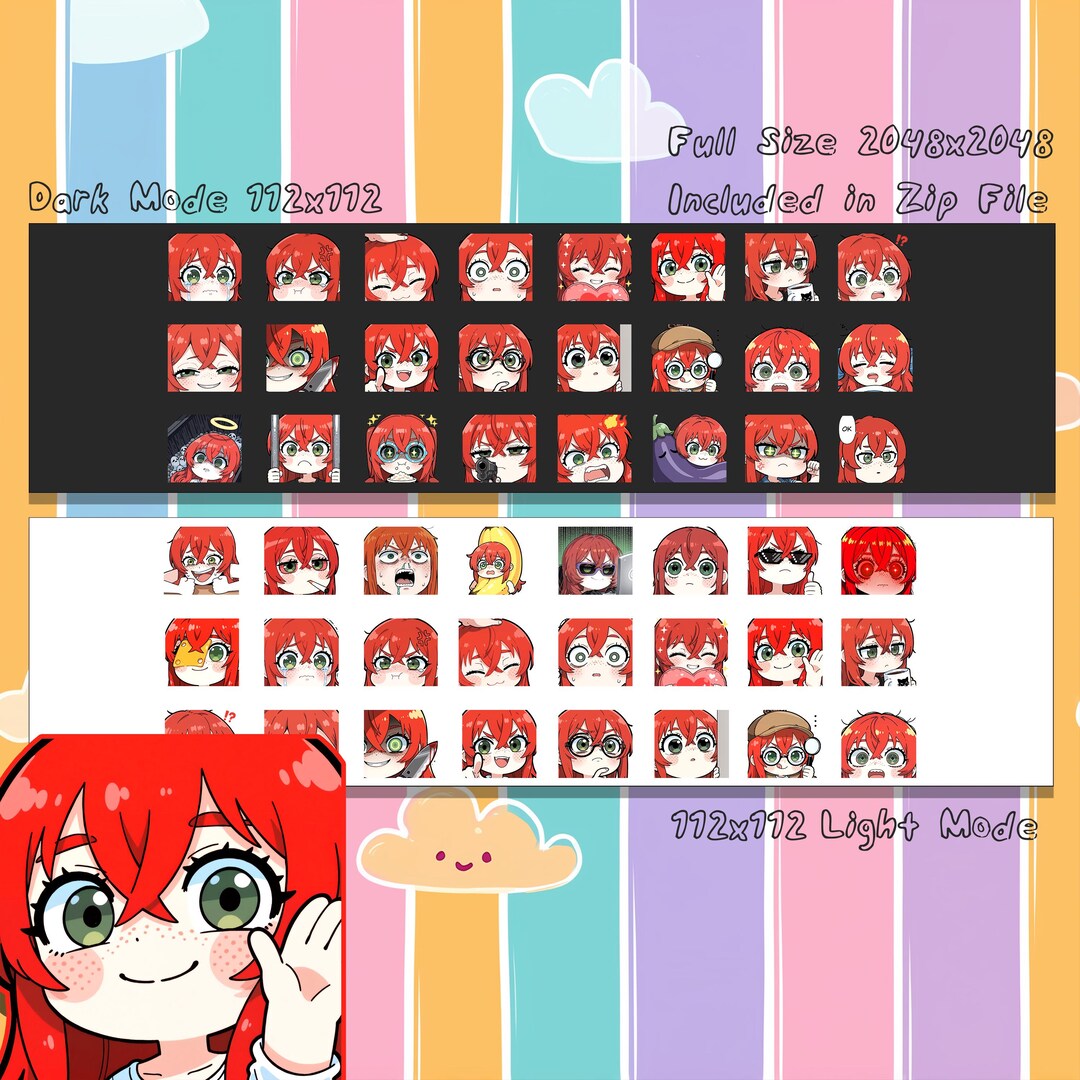 Ginger Girl Twitch Emotes: Kawaii Chibi Emoji PNG Clip-art - Etsy