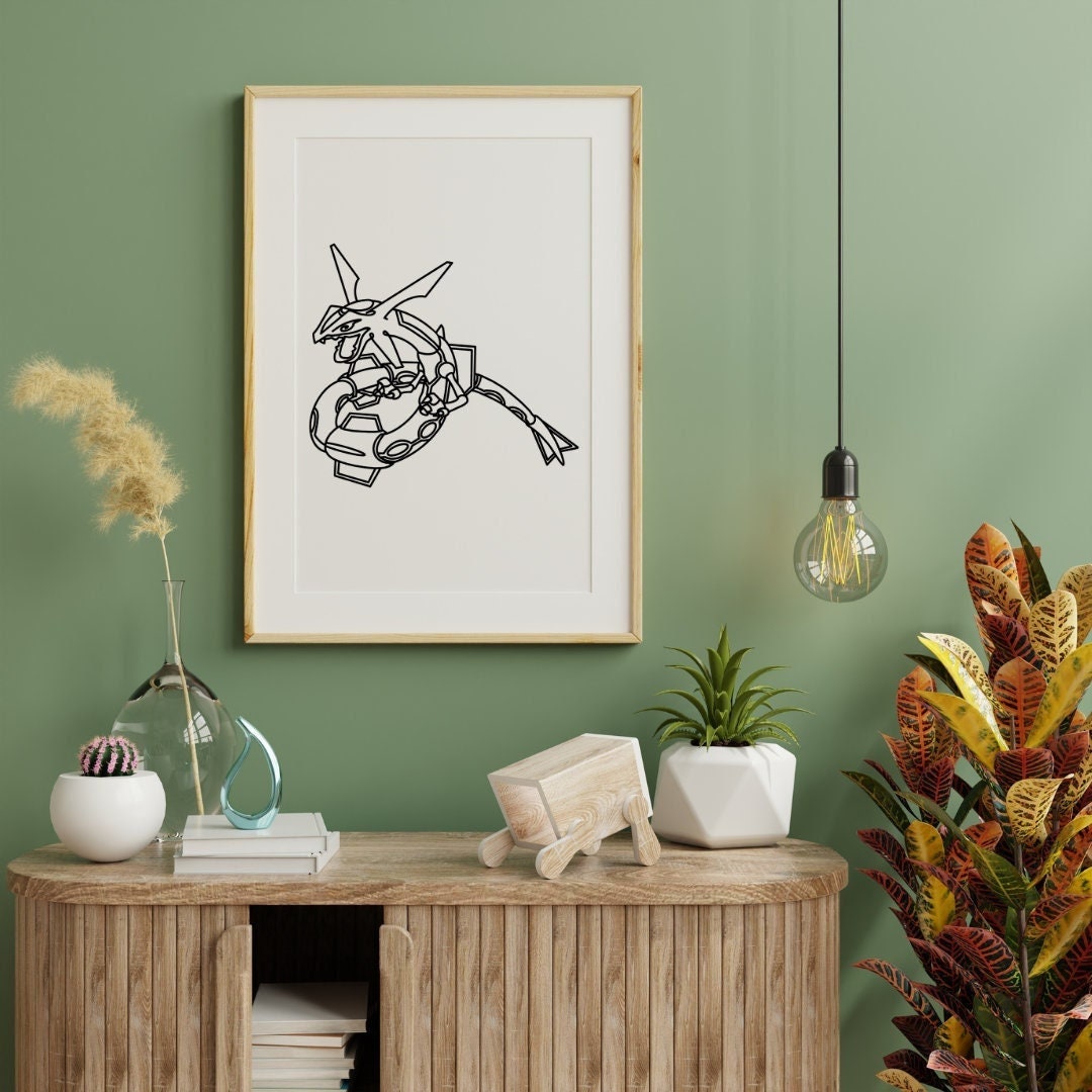 Rayquaza Line Art, Pokemon Poster, Abstract Pokemon Art, Minimalist ...