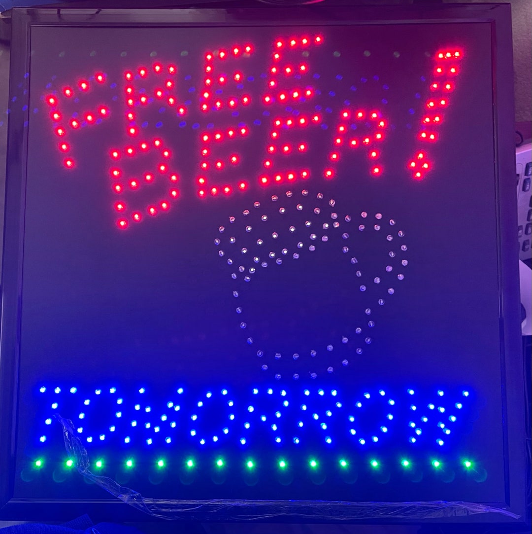 Free Beer Tomorrow LED Sign: Bar Window Display (20"x20"x1/2") - Etsy