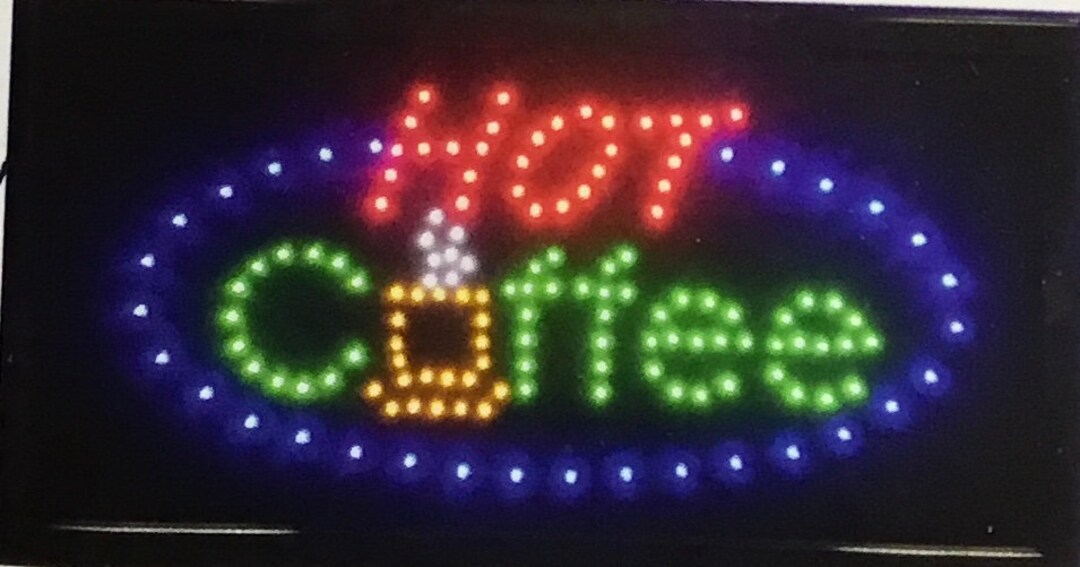 Hot Coffee Led Sign,window Sign,business Sign, Store Sign - Etsy