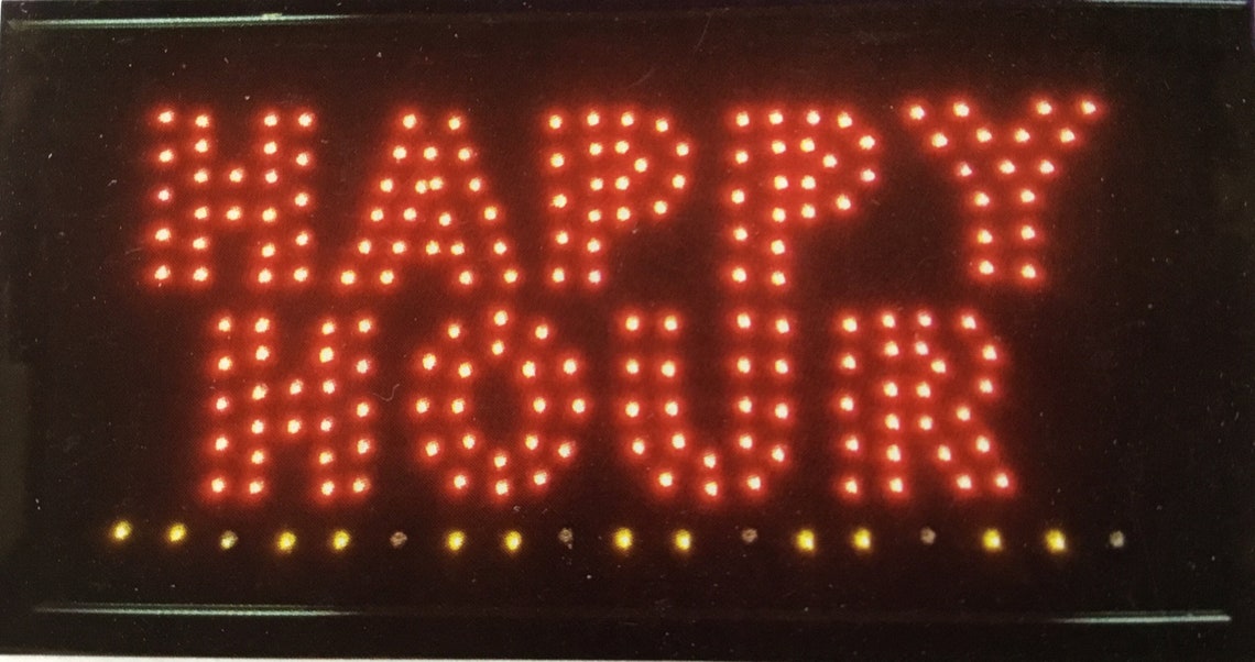 Happy Hour LED Window Sign: Store Decor (20"x10") - Etsy