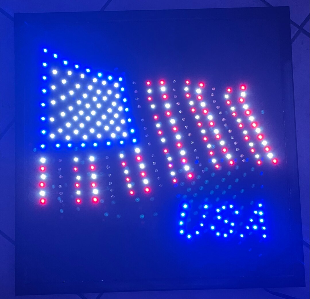 America Flag Led Sign,window Sign,store Sign,business Sign - Etsy