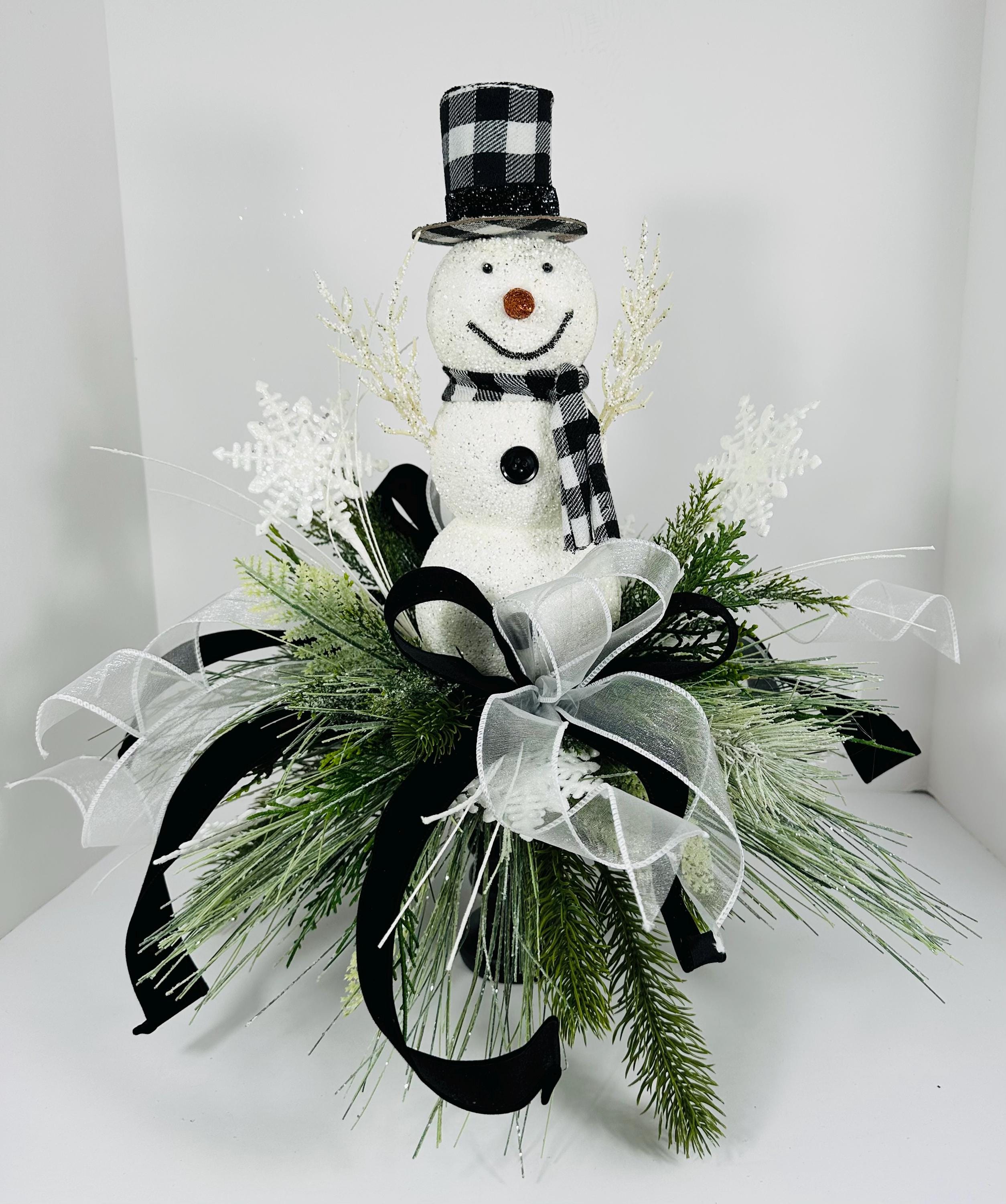 Snowman Christmas Centerpiece: Holiday Table Arrangement - Etsy
