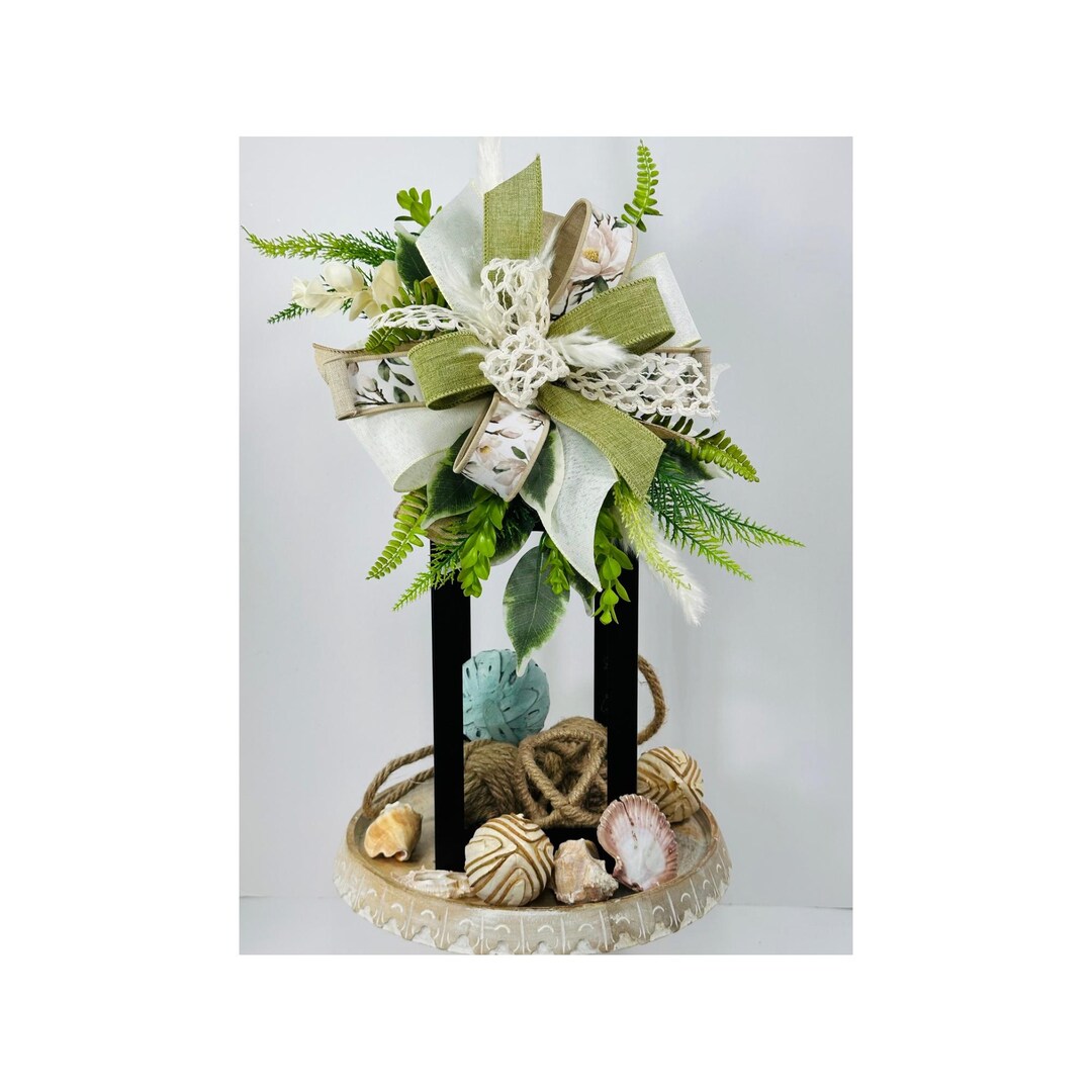Elegant Magnolia Lantern Swag, Neutral Front Door Lantern Decor ...