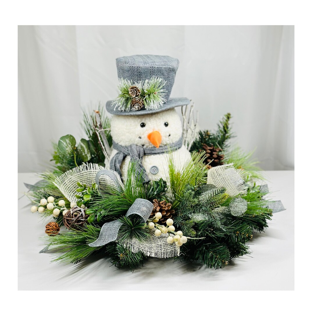 Snowman Christmas Centerpiece: Holiday Table Arrangement - Etsy