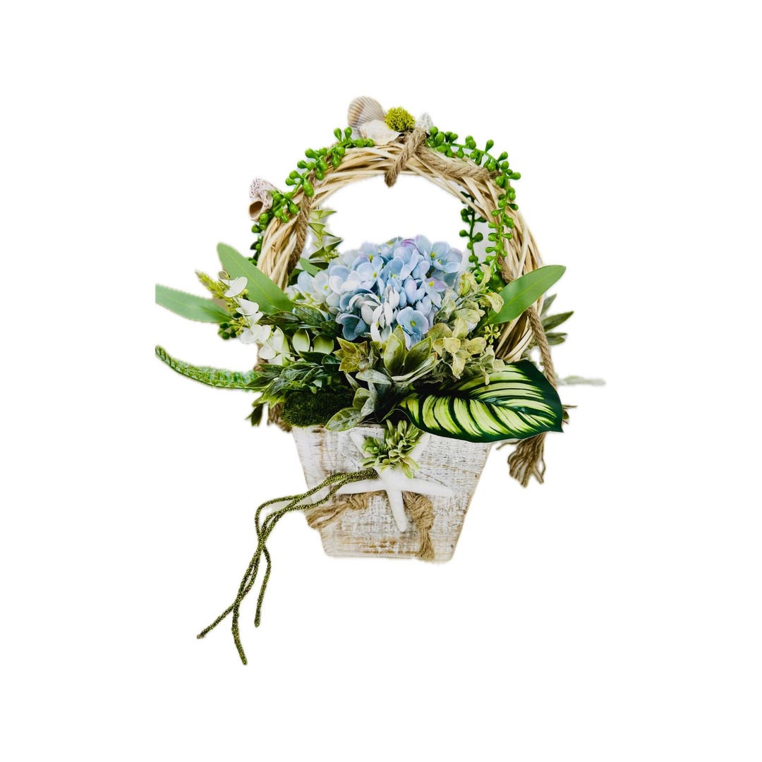 Coastal Beach Floral Arrangement: Nautical Seashell Decor - Etsy