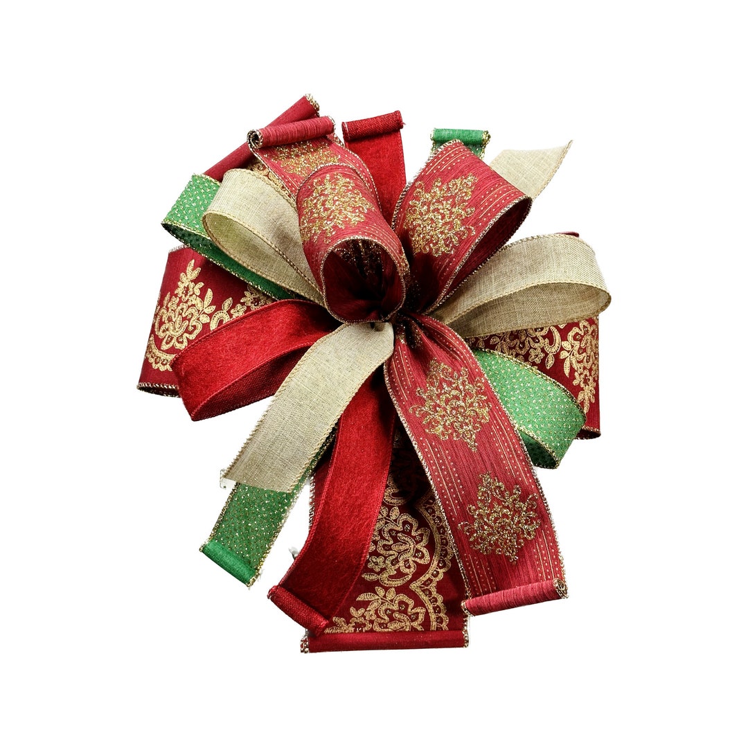 Tree Topper Bow Large, Christmas Bow for Wreath, Holiday Wreath Bow ...
