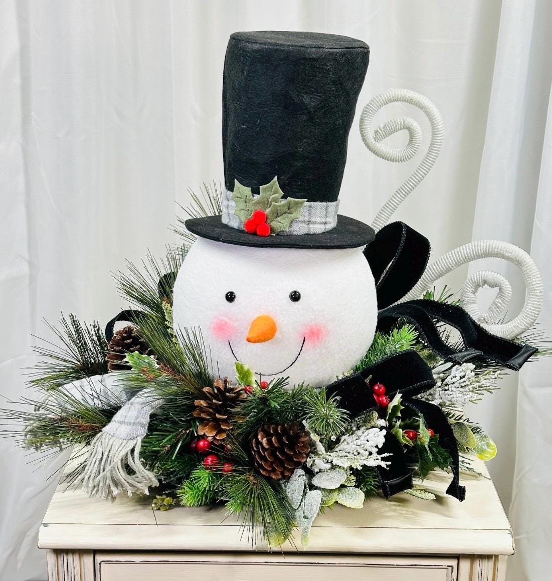 Snowman Christmas Centerpiece: Holiday Table Arrangement - Etsy