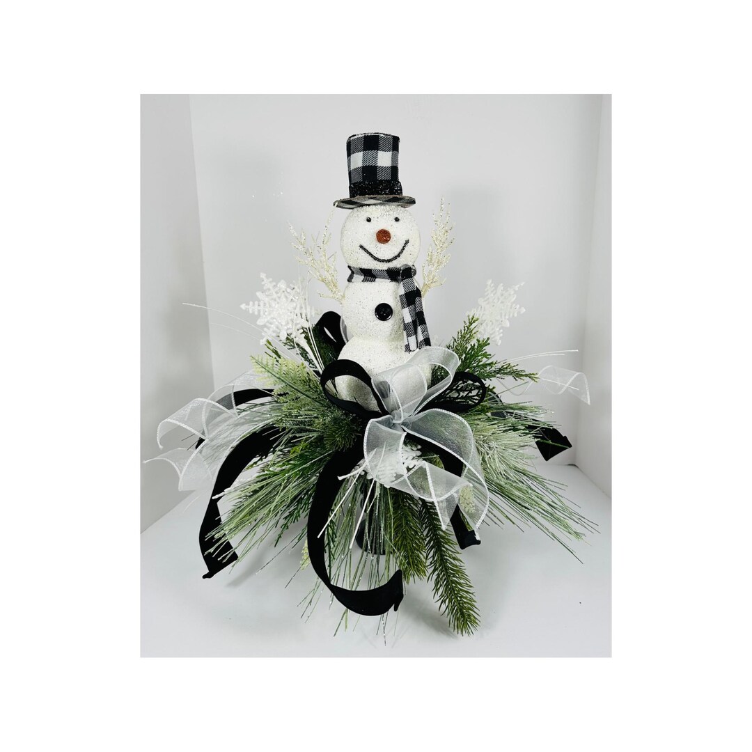 Snowman Christmas Centerpiece: Holiday Table Arrangement - Etsy