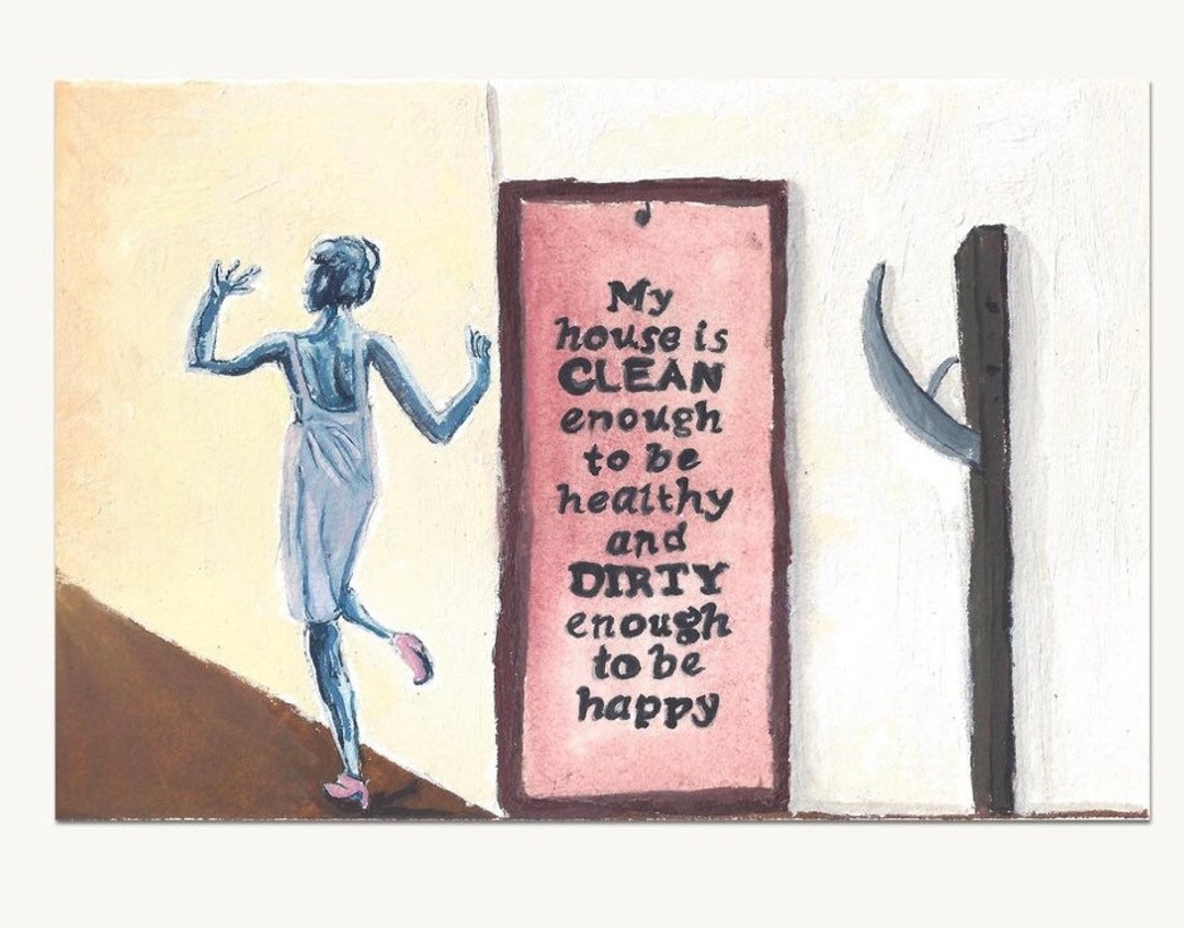 Kitschy Saying Oil Painting of Vintage Looking Blue Woman - Etsy