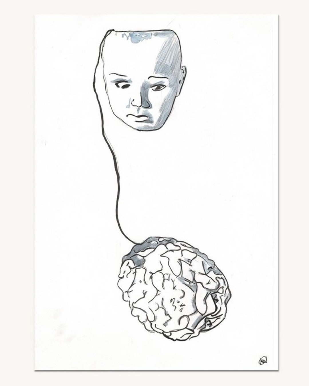 Drawing of Child’s Face and Brain on Paper Creepy Eerie Medical - Etsy