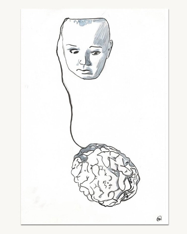 Drawing of Child’s Face and Brain on Paper Creepy Eerie Medical - Etsy