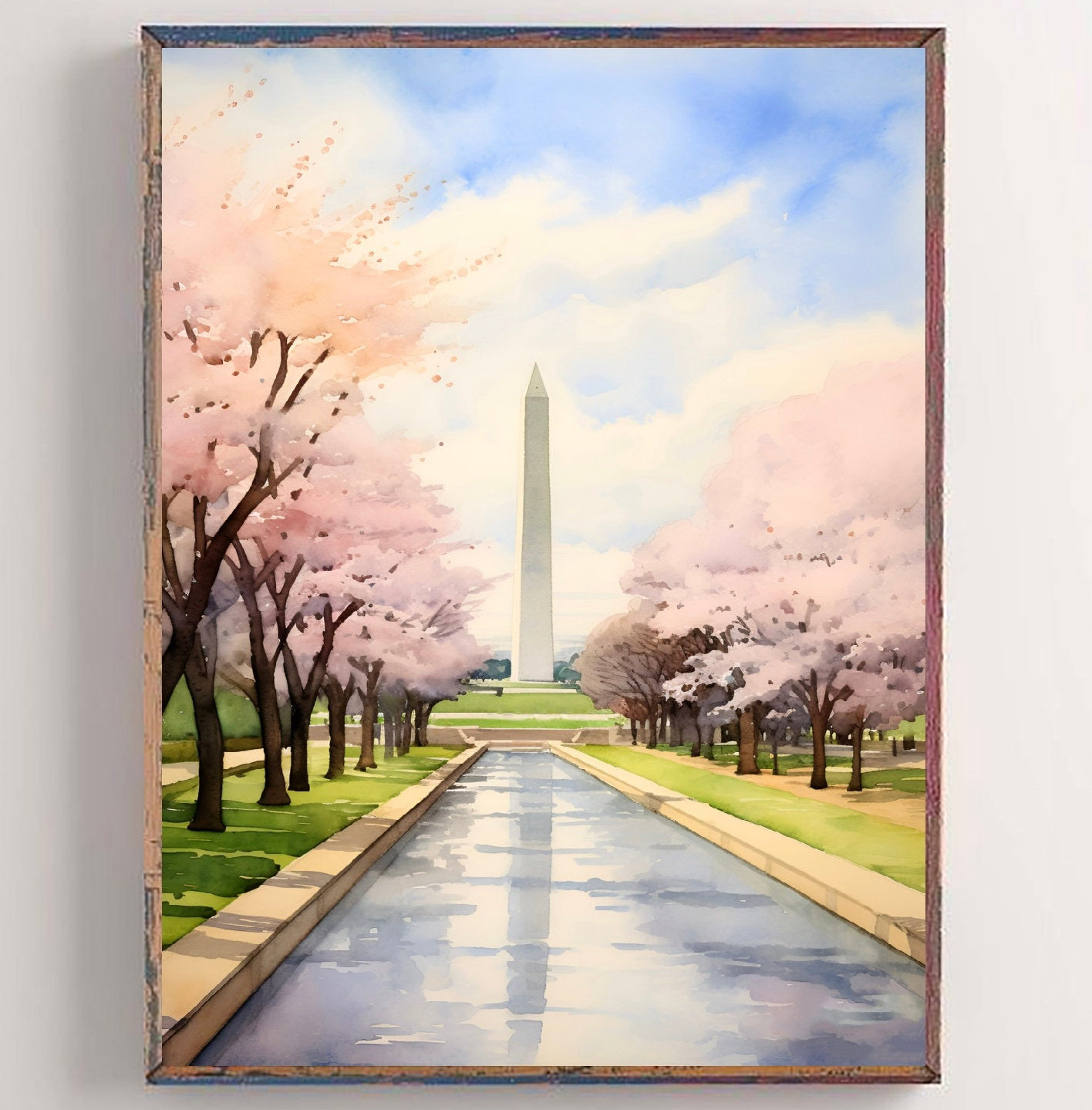Washington Monument Poster Large Watercolor Painting Washington DC Art ...