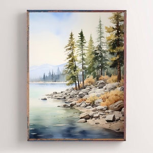 Lake Michigan Wall Art Wisconsin Landscape Painting Forest Lake ...