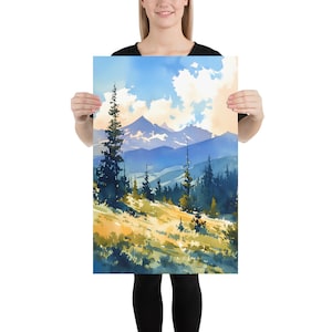 Wasatch Mountains Painting Utah Watercolor Art Print Wildflowers ...