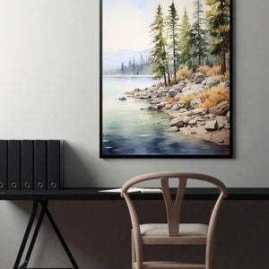 Lake Michigan Wall Art Wisconsin Landscape Painting Forest Lake ...