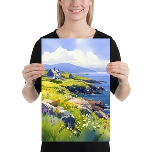 Achill Island Painting Ireland Watercolor Print Keen Bay Irish ...
