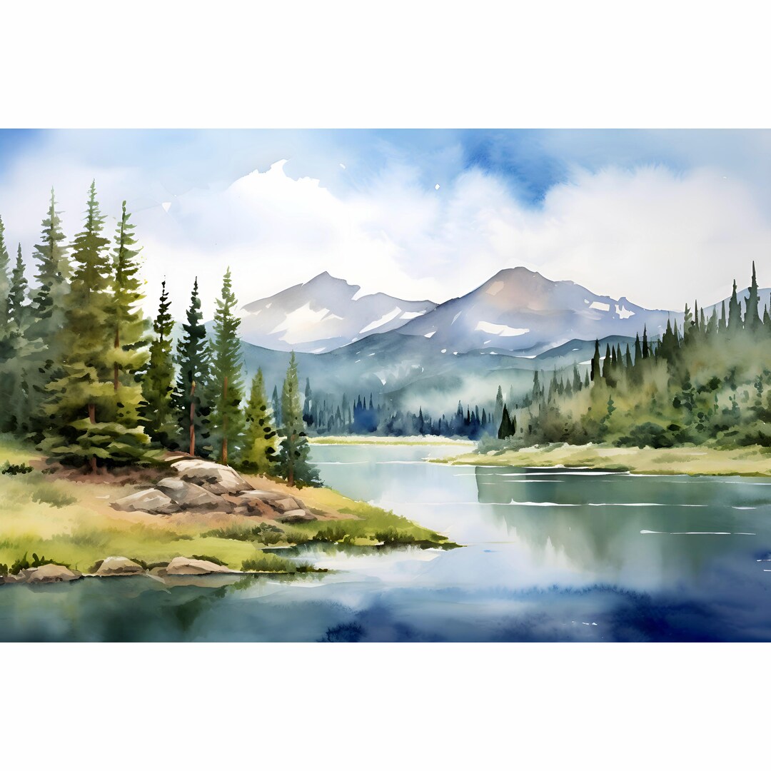 Wasatch Mountain Art Print Utah Watercolor Landscape Painting Rocky ...
