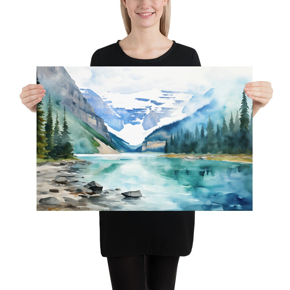 Mountain Lake Print Canadian Landscape Painting Lake Louise Poster ...