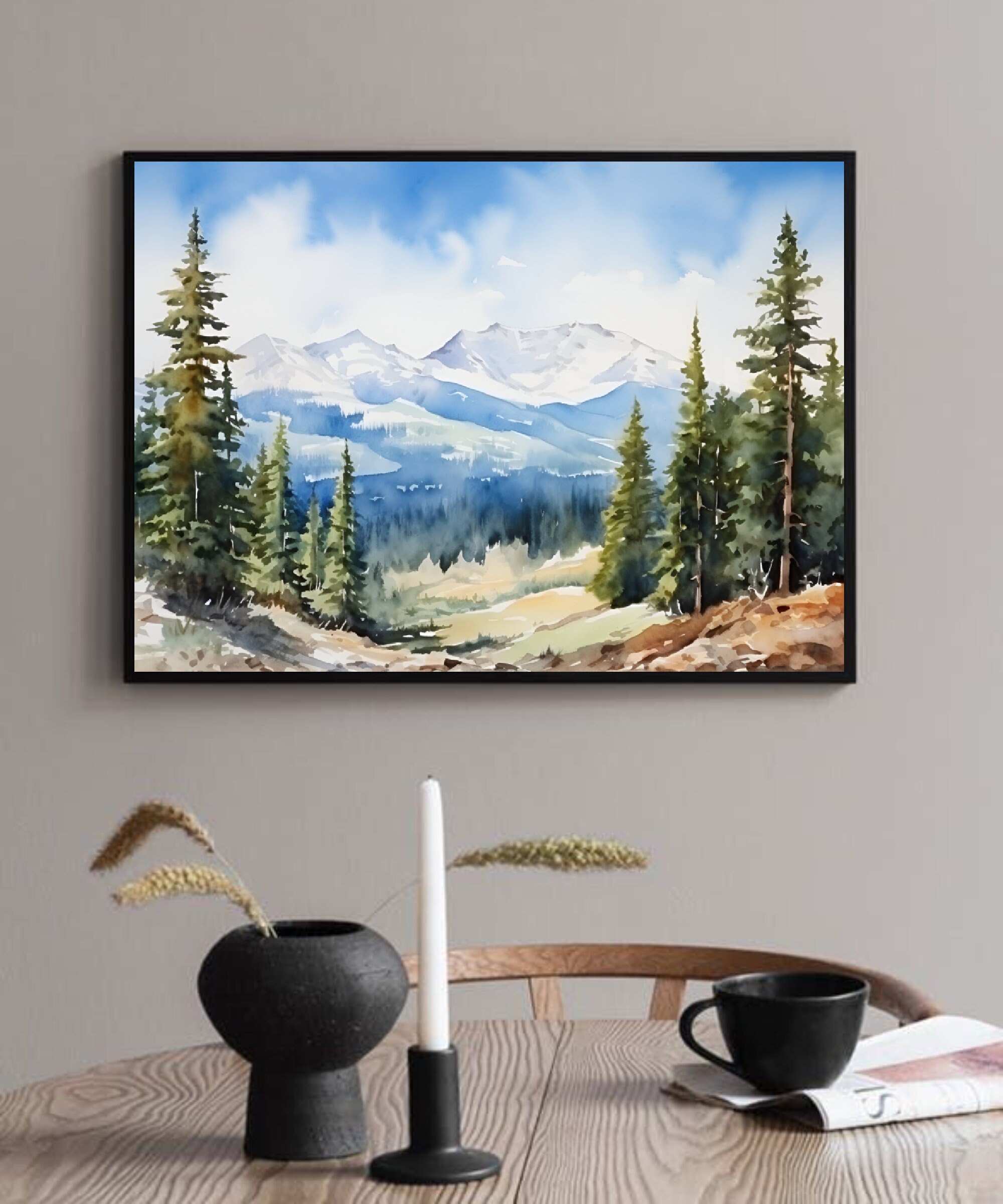 Bitterroot Mountain Print Montana Landscape Wall Art Aspen Painting ...