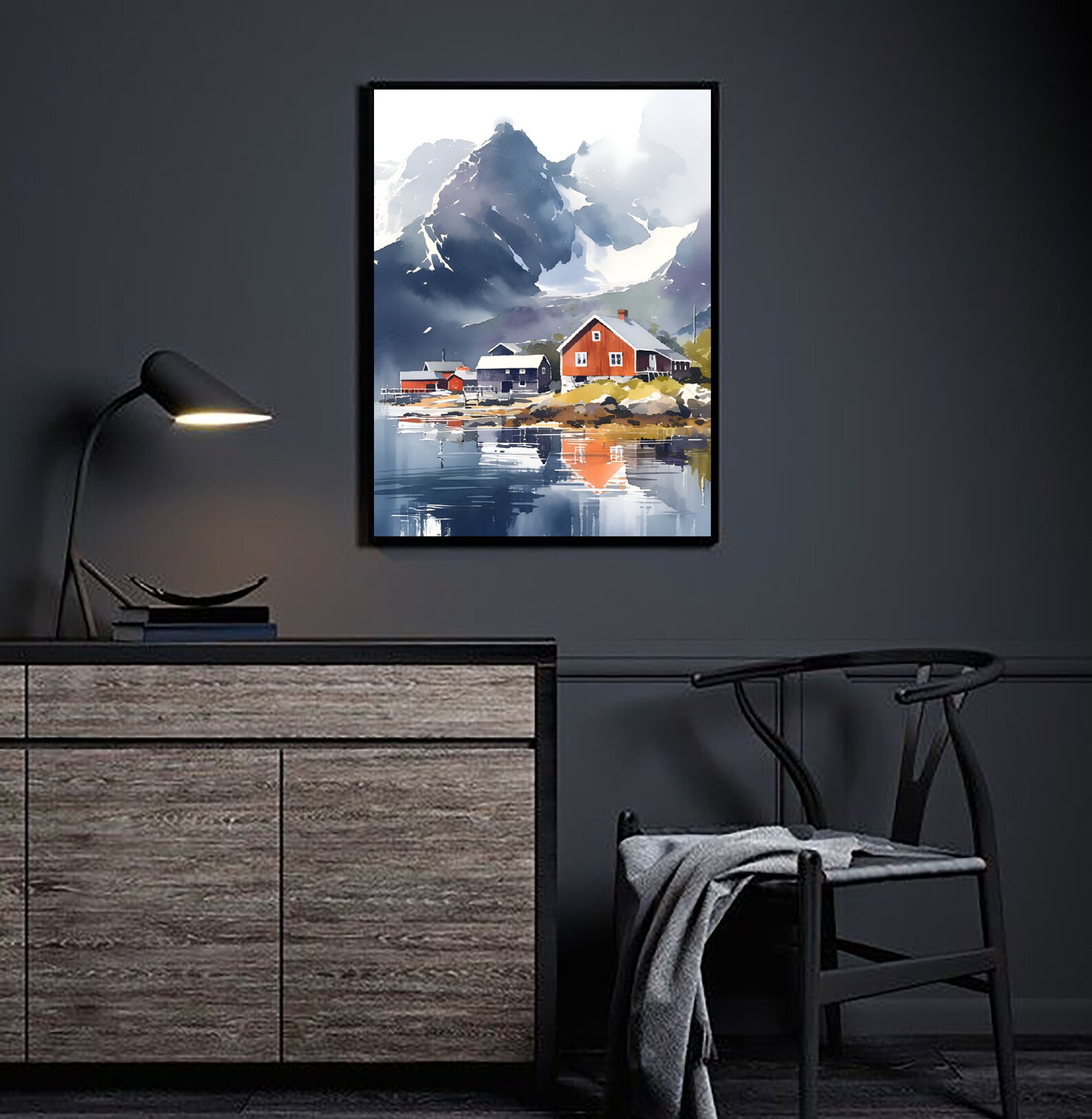 Bergen Watercolor Art Print Scandinavian Wall Art Norway Travel Print ...