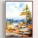 Cheaha State Park Alabama Landscape Painting Art Print Beige Blue Wall ...
