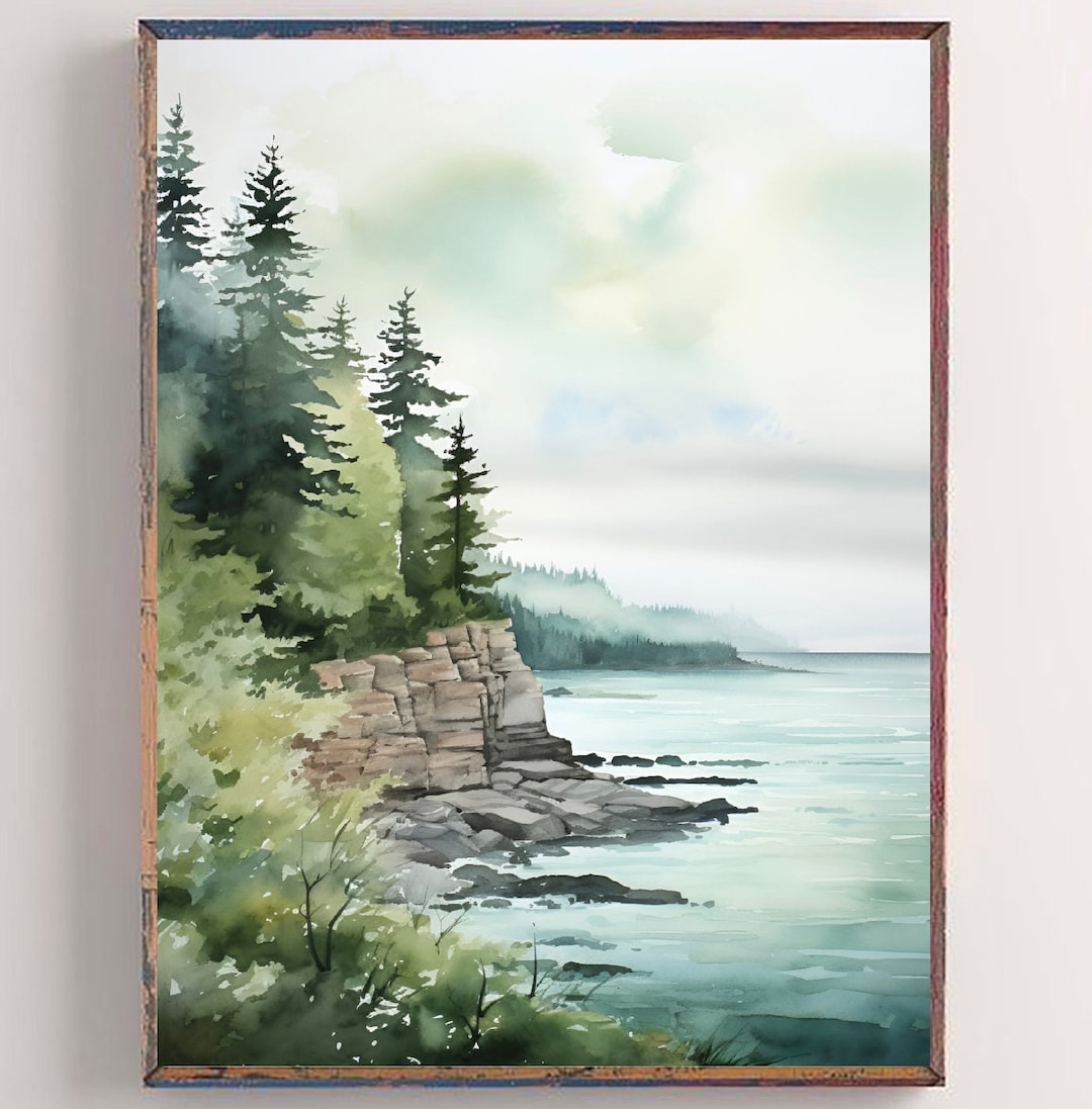 Superior Lake Watercolor Painting Wisconsin Landscape Wall Art ...