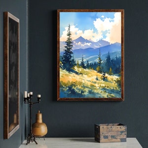 Wasatch Mountains Painting Utah Watercolor Art Print Wildflowers ...