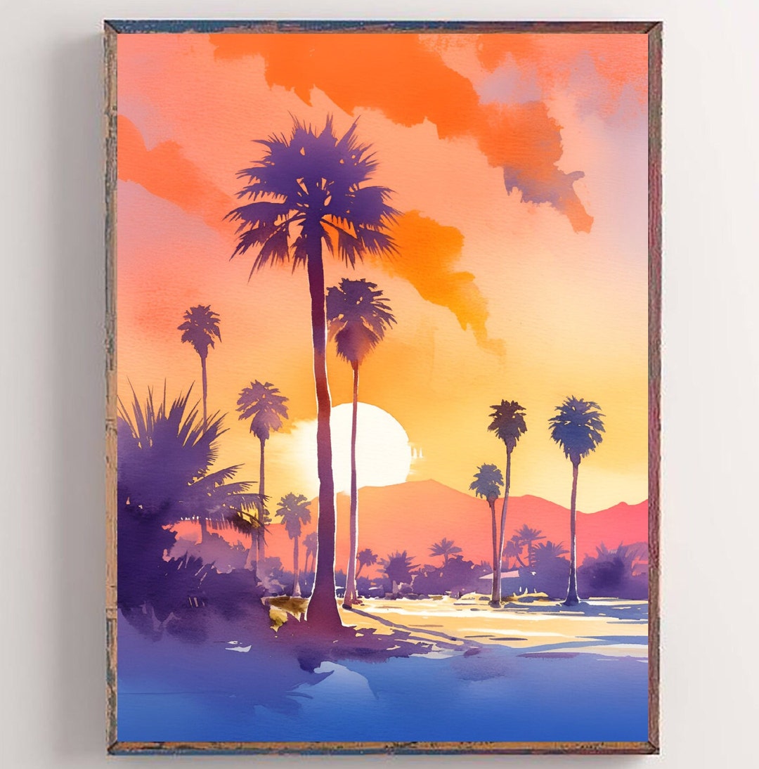 Downtown Palm Springs Art Print California Painting Beach Landscape ...