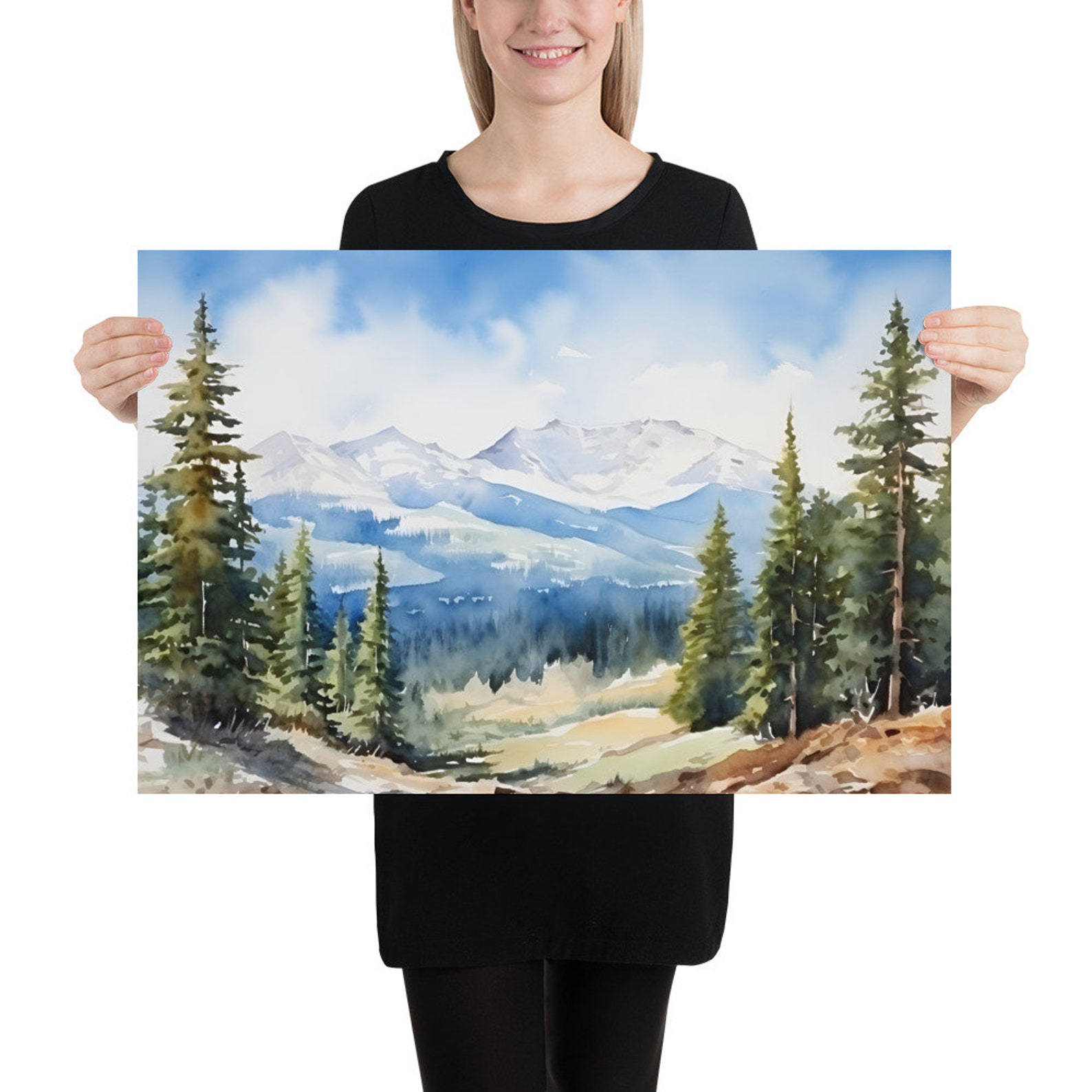 Bitterroot Mountain Print Montana Landscape Wall Art Aspen Painting ...